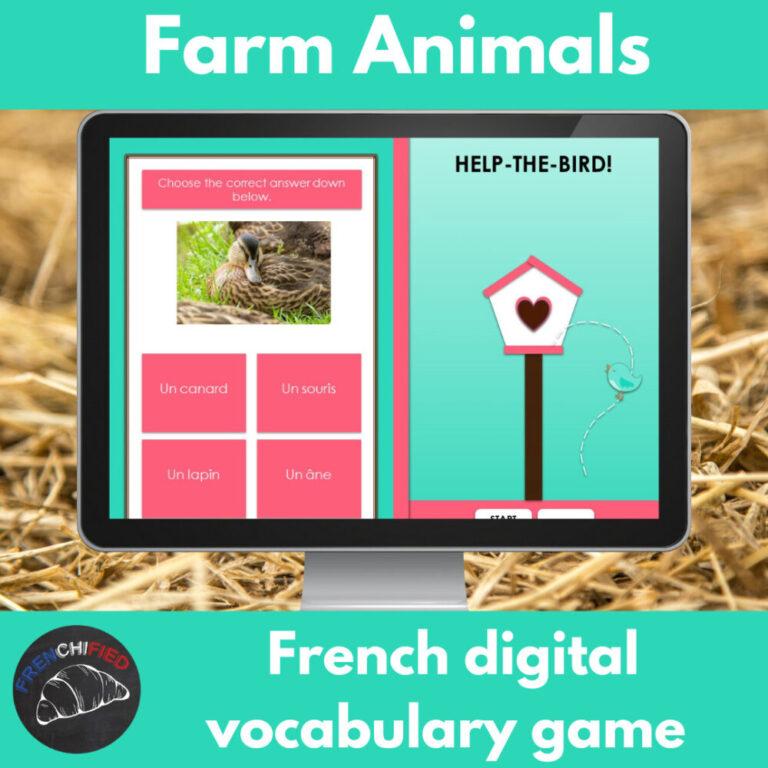 French farm animals vocabulary game