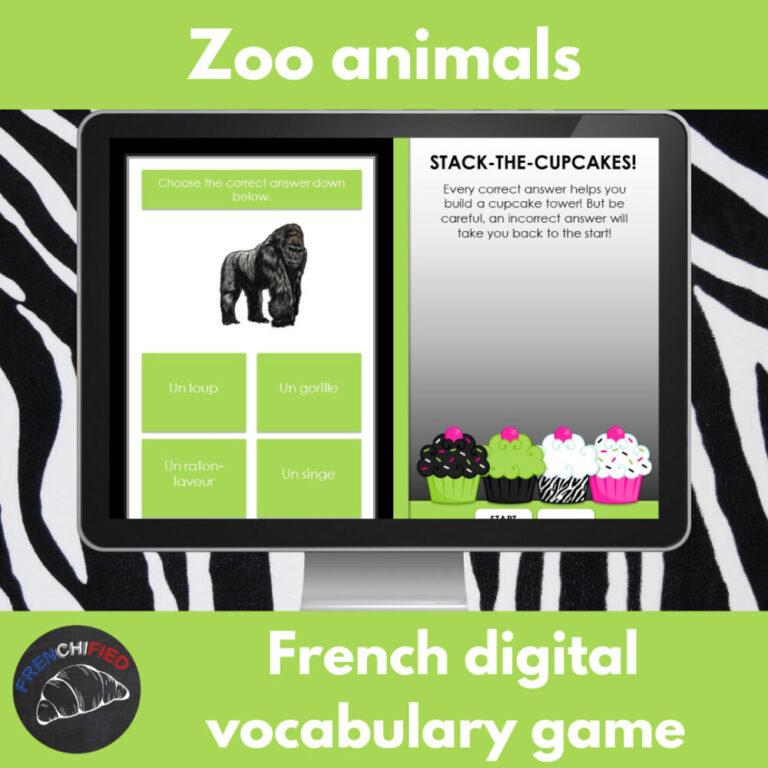 French zoo animals vocabulary game