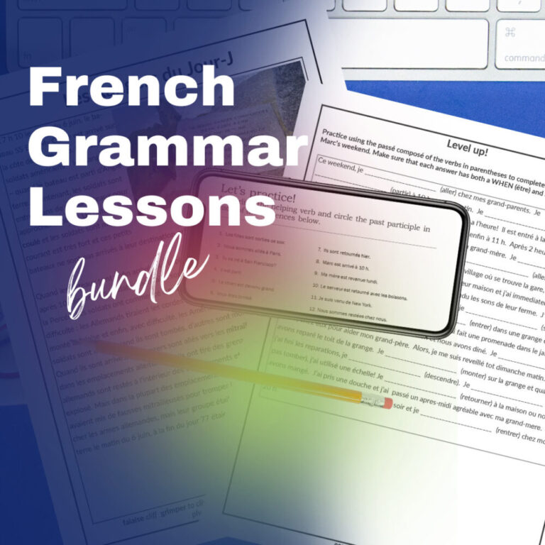 10 Basic French grammar lesson bundle
