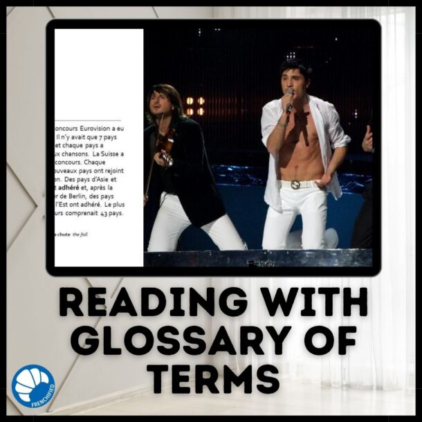 Euro song contest Google™ slides French reading comprehension activity