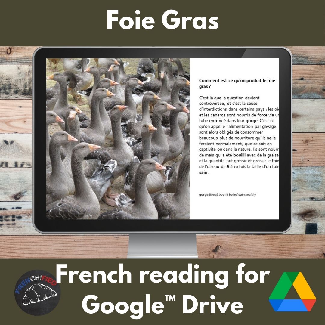 Foie Gras Google™ slides French reading comprehension activity