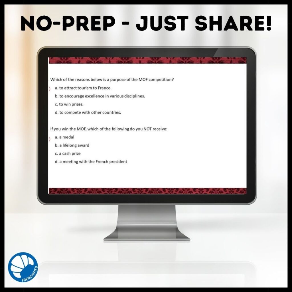 Le MOF Google™ drive French reading comprehension activity