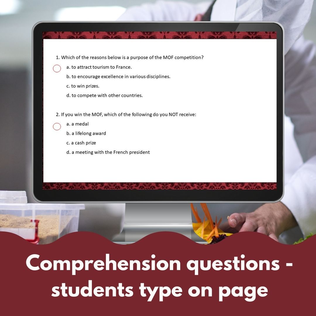 Le MOF Google™ drive French reading comprehension activity