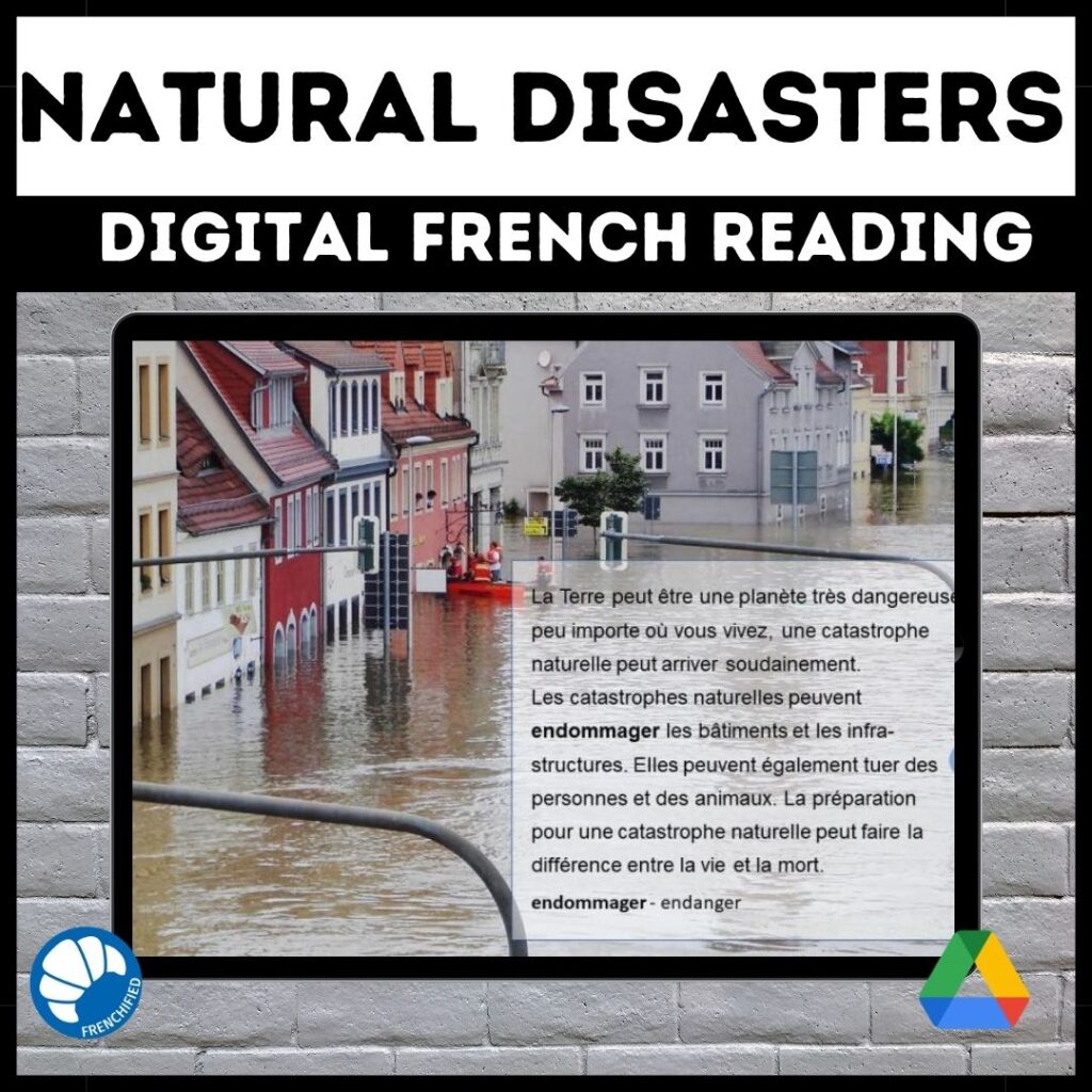 Natural Disasters bundle French reading comprehension Natural Disasters ...