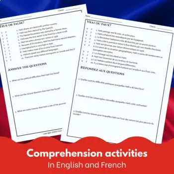 Haiti bundle French reading activity for print and Google™ drive