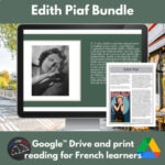Edith Piaf bundle French reading comprehension activity print & Google ...