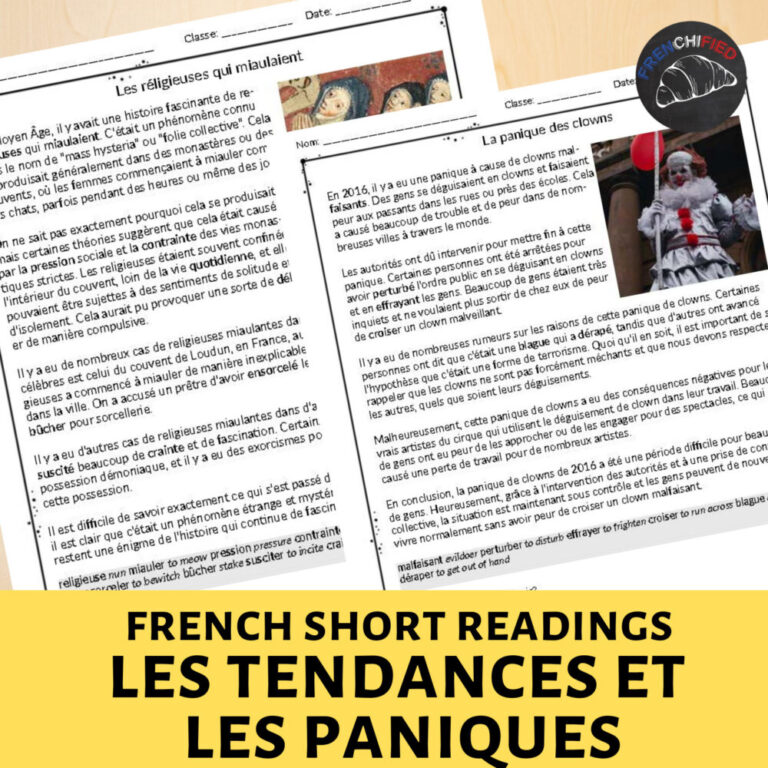 Panics and Trends Short French reading passages