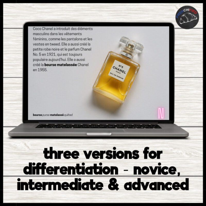 French reading comprehension - Coco Chanel Google™ Slides version