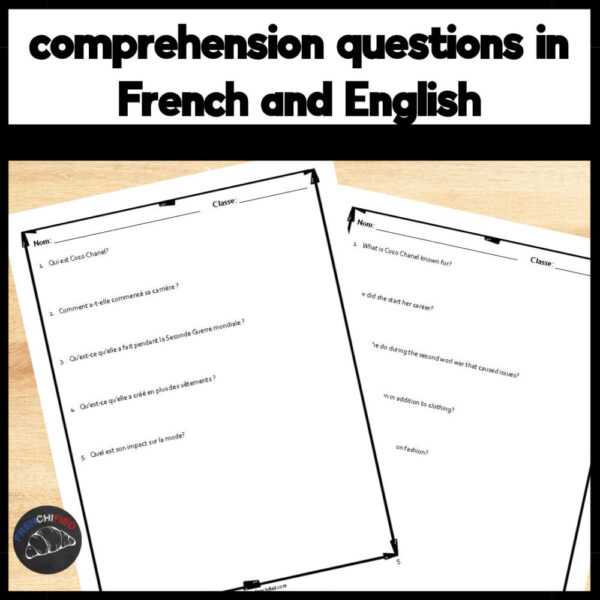 French reading comprehension - Coco Chanel