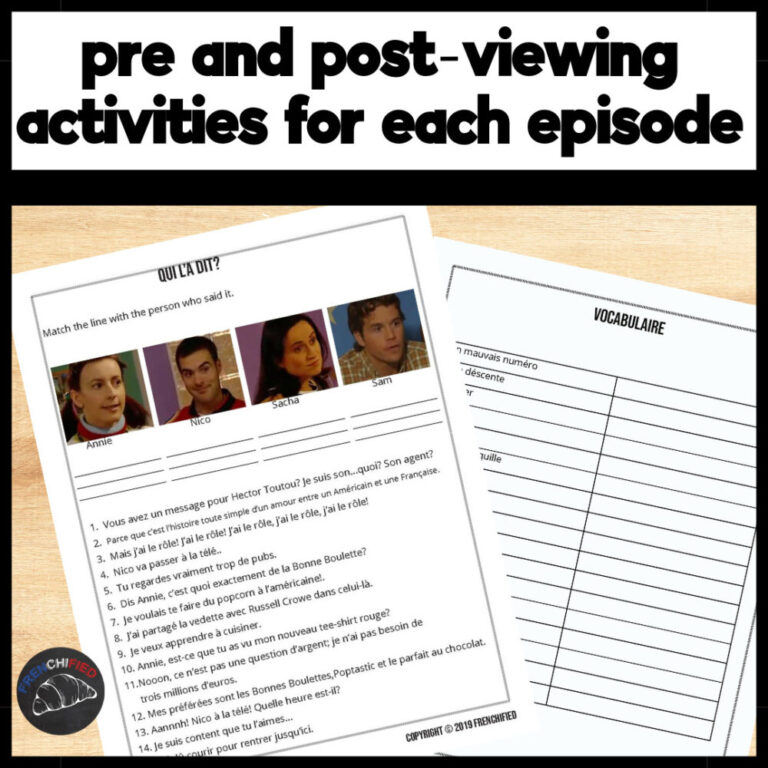 Extra French episode 5 worksheets - Une étoile est née