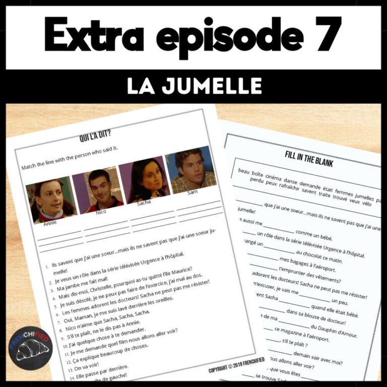 Extra French episode 8 worksheets- La Cousine de la Gardienne