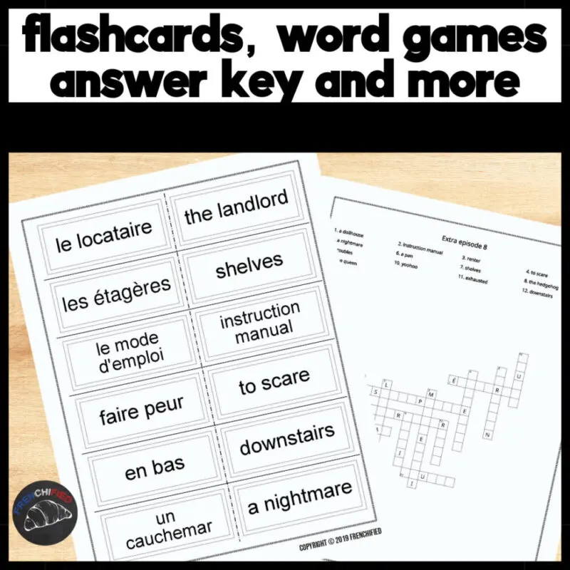 Extra French episode 8 worksheets- La Cousine de la Gardienne