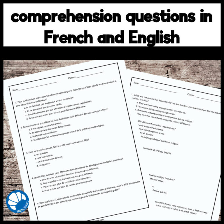 Médécins Sans Frontières French reading activity