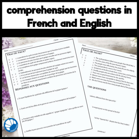 La grippe de 1918 French reading activity