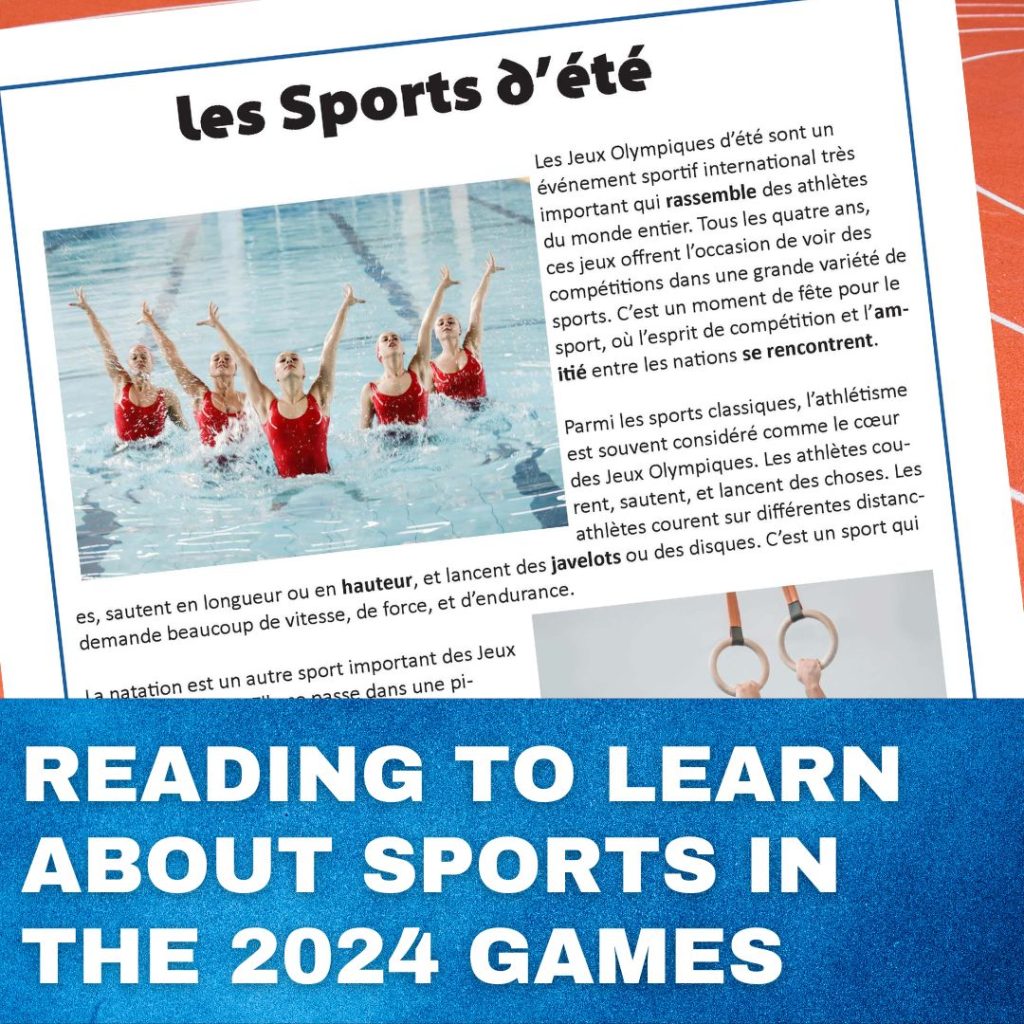 French Summer sports reading activities - Les sports d'été