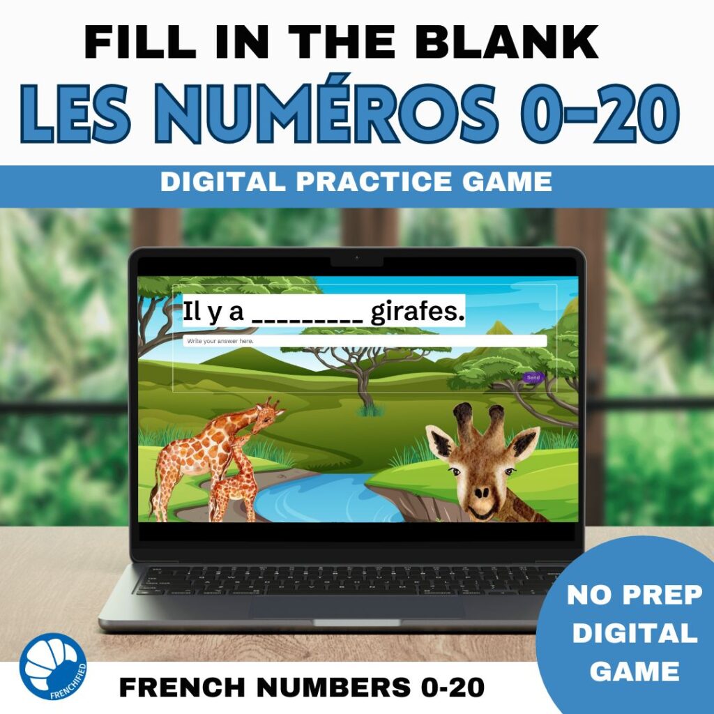 French numbers les numéros 1-20 bundle digital practice games