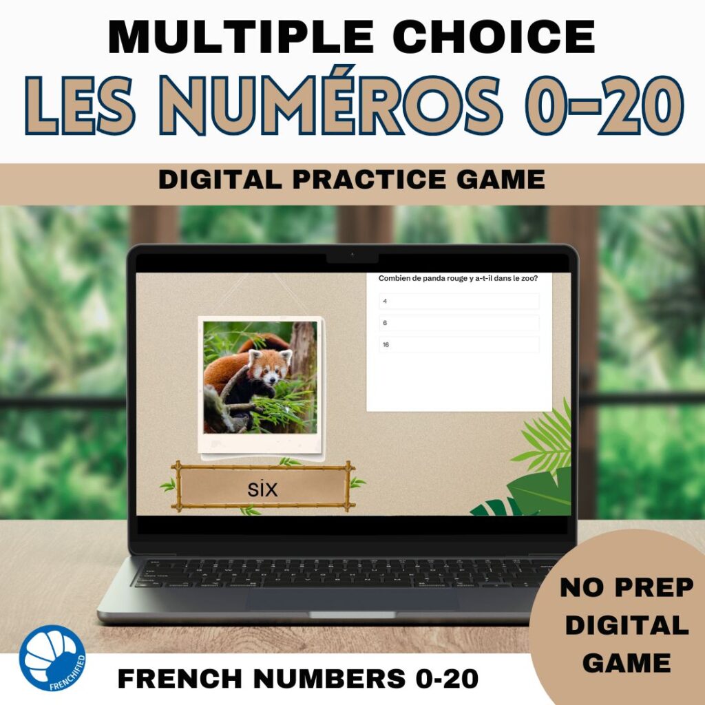 French numbers les numéros 1-20 bundle digital practice games