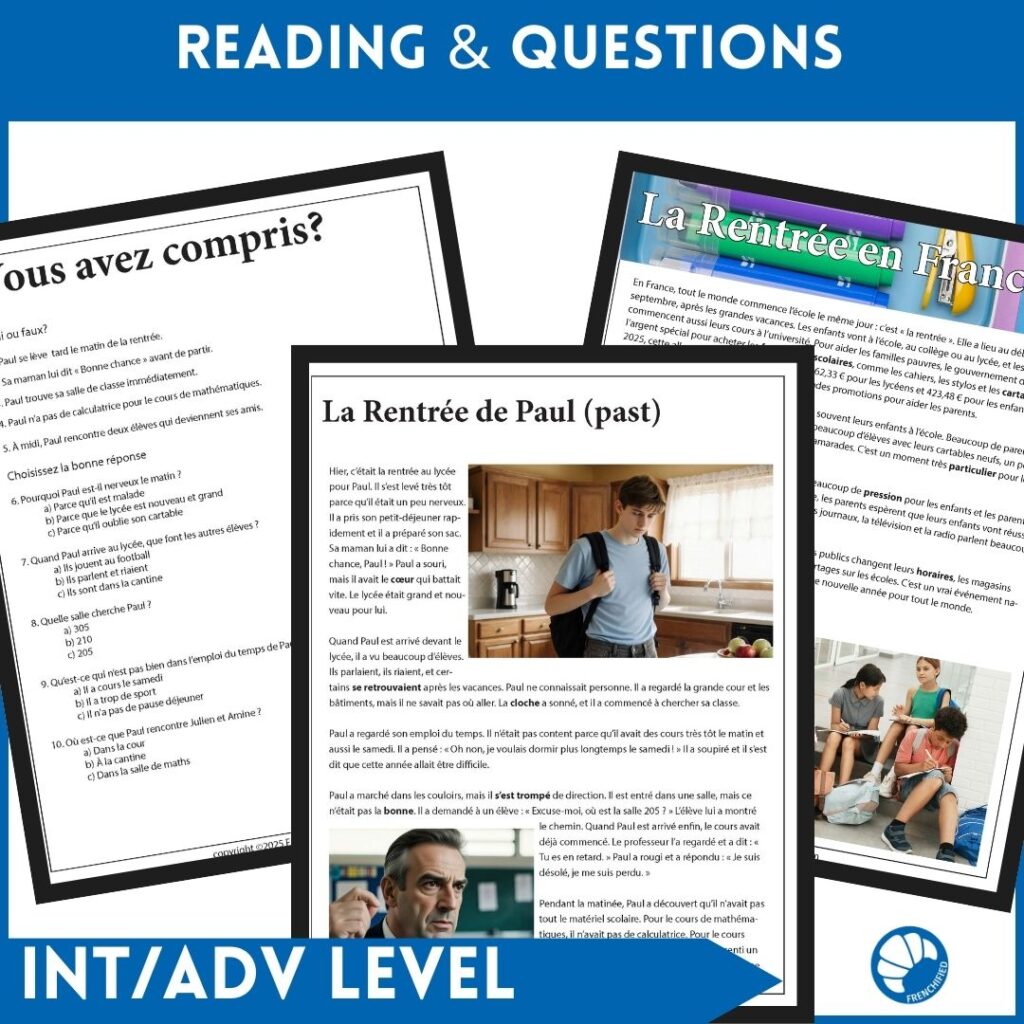 French back to school short story - La Rentrée de Paul reading ...