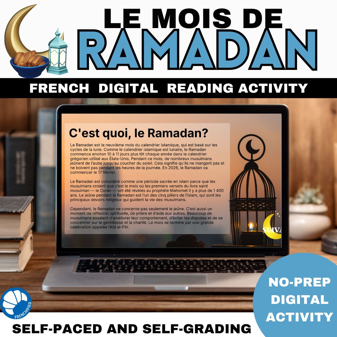 Ramadan French reading comprehension and vocabulary activity Eid al-Fitr